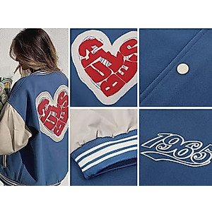 Aelfric Eden Men's Letter Foaming Love Print Varsity Jacket Vintage Graphic Baseball Jacket Unisex Coats Streetwear