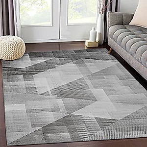 Fashionwu Small Area Rug 2x3 Rug Geometric Modern Accent Rug Non-Shedding Washable Rug Grey Throw Rug Kitchen Mat Soft Bathroom Rug Non-Slip Entryway Entry Rug Small Area Rug, Gray