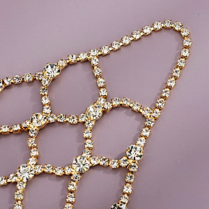 Xerling Iced Out Rhinestones Bracelets Finger Ring Women's Hand Harness Bridal Hand Chains Bracelets for Girls Gold Hand Accessories (Gold)