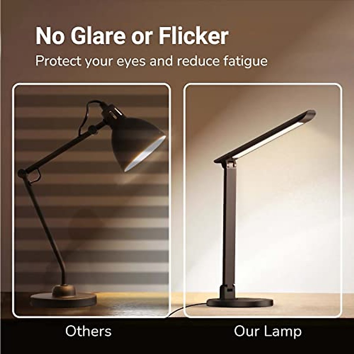 soysout LED Desk Lamp, Eye-Caring Table Lamp with USB Charging Port, 5 Lighting Modes with 7 Brightness Levels, Touch Control, 12W (Black)
