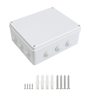 LeMotech ABS Plastic Dustproof Waterproof IP65 Junction Box Universal Electrical Project Enclosure White 11.8 x 9.8 x 4.7 inch (300 x 250 x 120 mm)