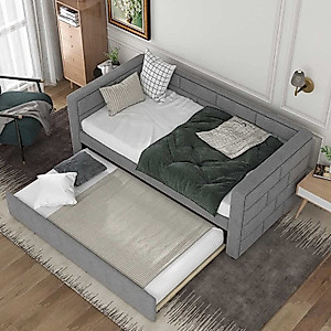 n/a Twin Size Bed Frame for Living Room Daybed with Trundle Upholstered Daybed Home Furniture Moder