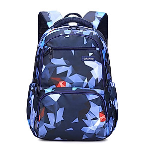 EKUIZAI Lattice Starry Geometric Print Backpack Elementary School Daypack Middle School Students Knapsack Primary Kids Schoolbag