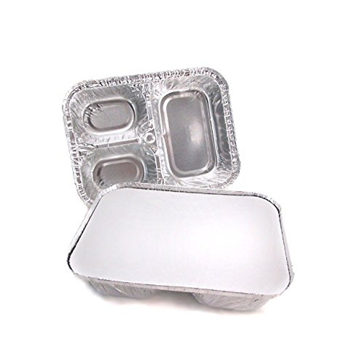 Disposable Aluminum 3 Compartment T.V Dinner Trays with Board Lid #210L (100)