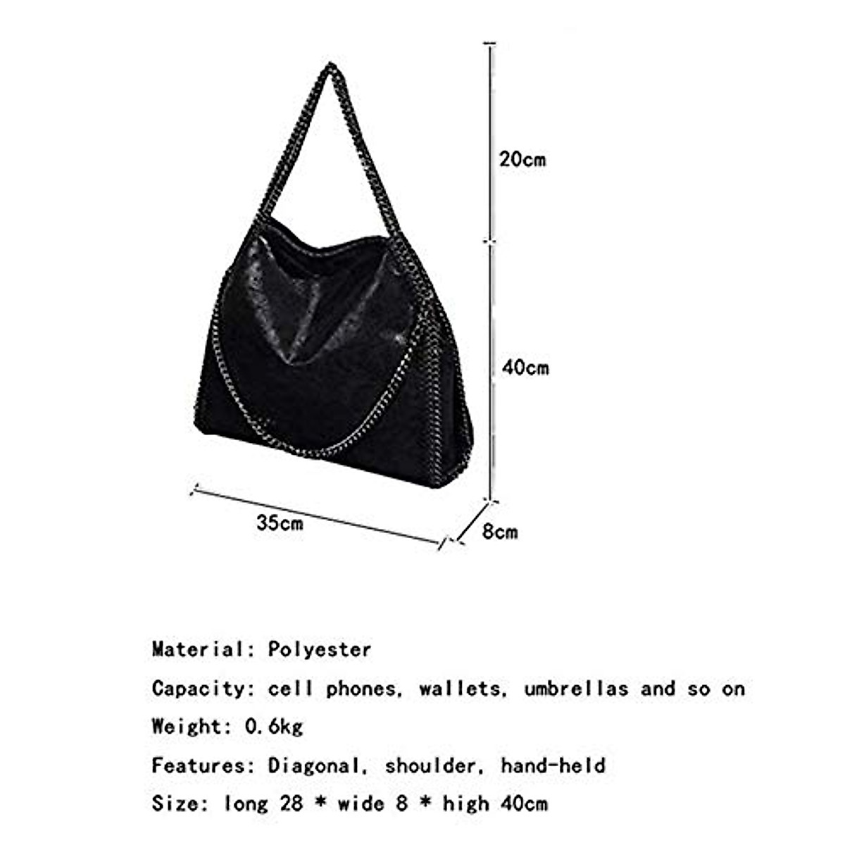 JOTHIN Large Crossbody Bags for Women Tote Bag for Women Womens Shoulder Bags Chain Purse Designer Handbags for Women(Black)