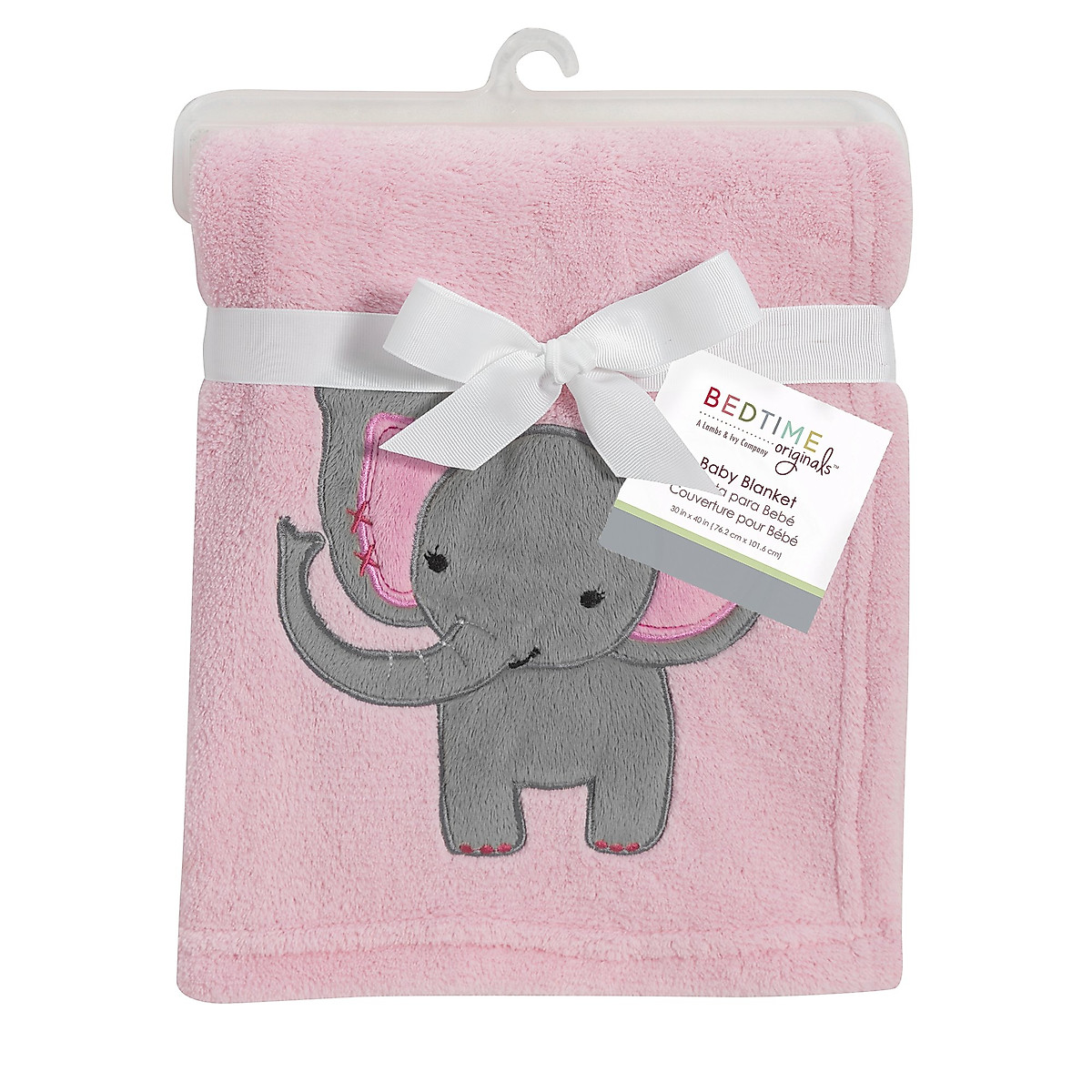 Bedtime Originals Twinkle Toes Elephant Blanket, Pink/Gray
