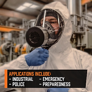 MIRA Safety CM-I01 Full-Face Industrial-Grade Gas Mask with 40mm NATO Filter Compatibility and Advanced Valve Design (Black)