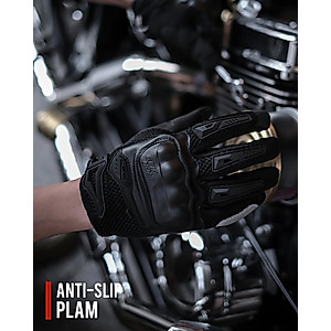 IRON JIA'S Motorcycle Gloves for Men and Women - Motorbike Powersports Racing Gloves with Hard Knuckle Touchscreen for BMX ATV MTB Riding (Black XL)