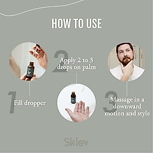 Skiev All-Natural Beard & Skin Oil for Men. Moisturizes, Softens & Promotes Facial Hair Growth- Prevent Itchiness, Ingrown Hair & Flakiness. Lightweight & Quick-Absorption. Cedarwood/Amber Scented w/ Argan & Jojoba Oils - USA Made