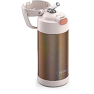 THERMOS FUNTAINER 12 Ounce Stainless Steel Vacuum Insulated Kids Straw Bottle, Rose Gold