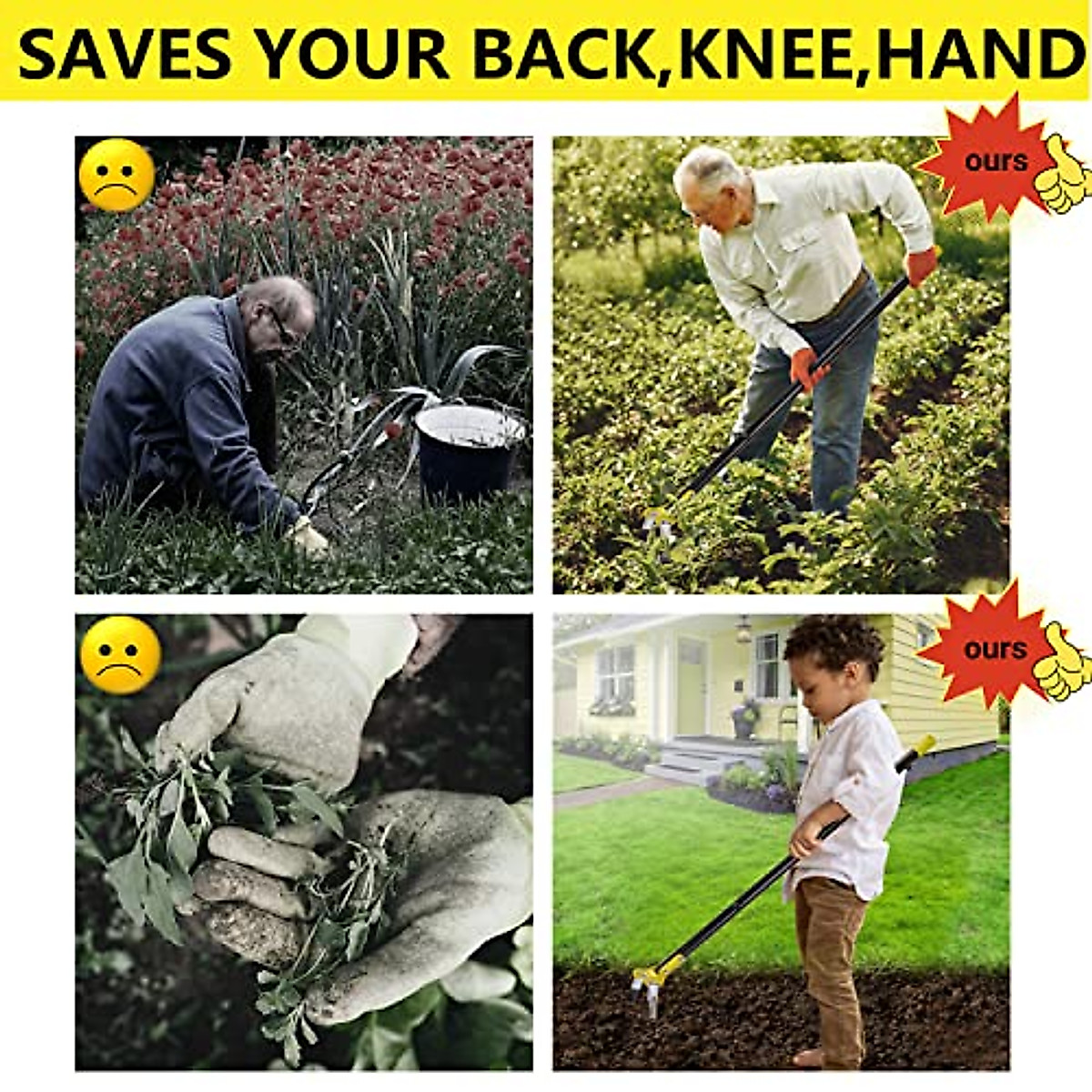 MELVTATA Garden Hoe Hoe Garden Tool Stirrup Hoes for Planting Vegetables Farm, Stainless Steel Handheld Hula Hoes -Stirrup Hoe with Adjustable Action Hoe for Weeding/Loosening Soil (30-56in)