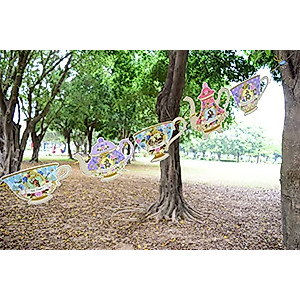 Alice In Wonderland Hanging Teapot & Tea Cup Bunting for Mad Hatter Tea Party