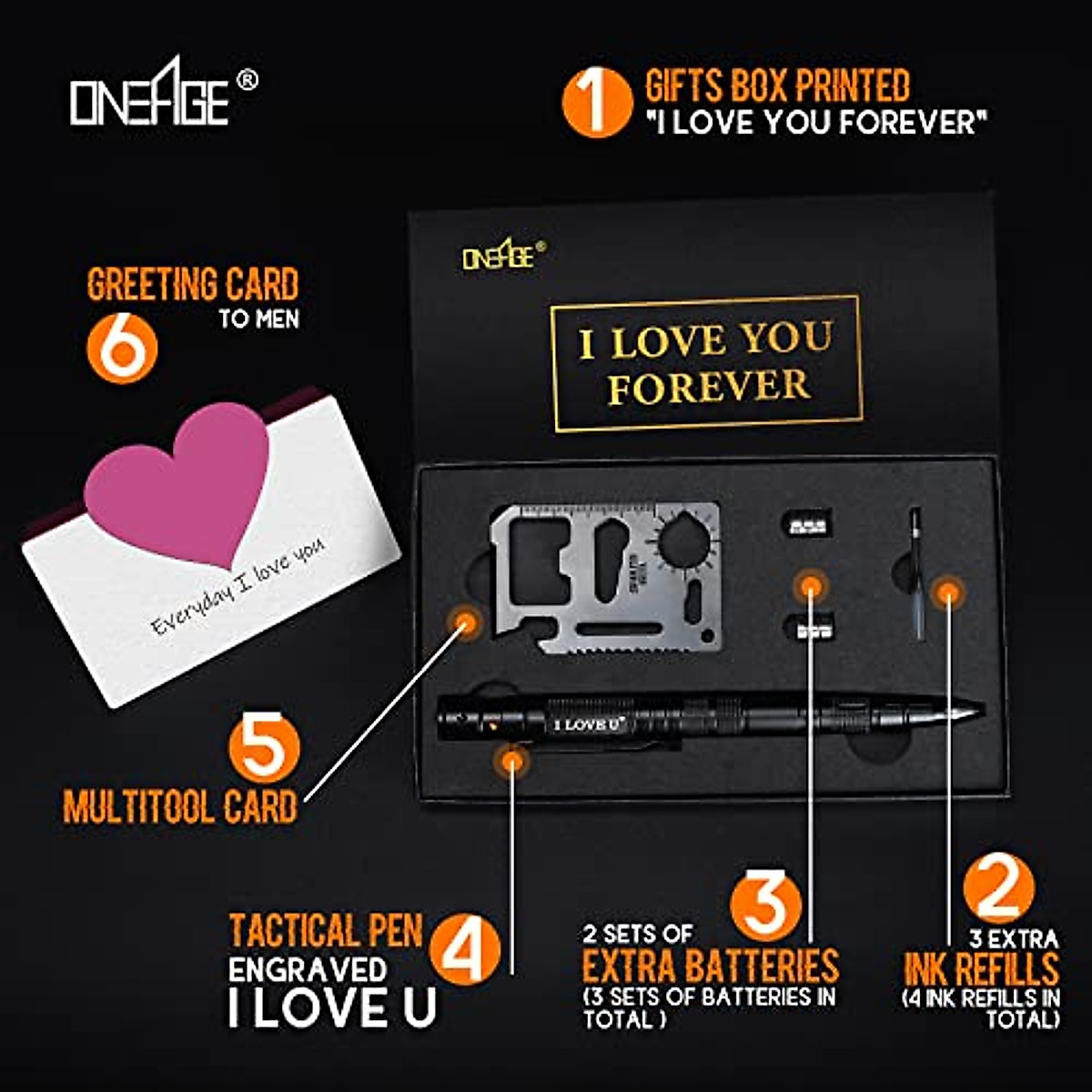 Gifts for Him Boyfriend Husband,Christmas Stocking Stuffers for Men,"I LOVE U"Multitool Pen Gift Set,Anniversary Birthday Valentines Fathers Day Gift Ideas for Him