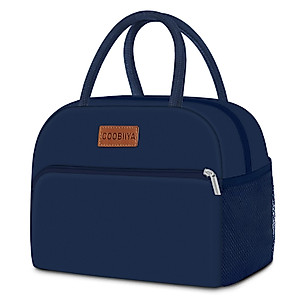 Coobiiya Lunch Bag for Men and Women - Navy Blue, Aluminum, 10.8" x 6.3" x 8.85" - Spacious, Lightweight, and Durable
