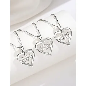 INFUSEU 444 Necklace Angel Number Sterling Silver Dainty Heart Pendant for Women Teen Trendy Numerology Jewelry Birthday Gifts for Girlfriend Daughter