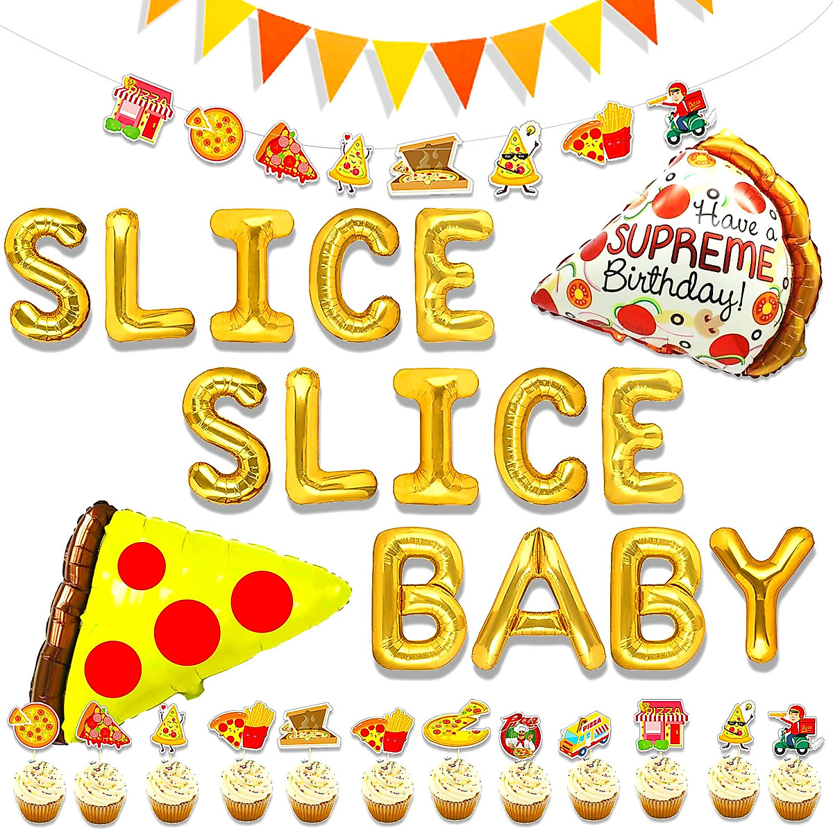 Slice Slice Baby Balloons Slice Slice Baby Decoration Slice Slice Baby Shower Decoration Pizza Party Decoration Pizza Birthday Decoration