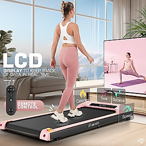 300lbs Weight Capacity Walking Pad, ANCHEER 2.5HP Under Desk Treadmill with Remote Control, Compact Electric Treadmill for Home/Gym/Office with LED Screen, Ultra-Quiet/Installation-Free