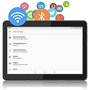Tablet 10 inch Android Tablets, Google Certified, 2+32GB, 5GHz/2.4GHz WiFi, 1280×800 HD IPS Display, WiFi, Bluetooth, Dual Camera, 6000mAh Battery, Black/Silver (Black 2, 2.4wifi)