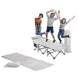 Alpcour Extra Large Folding Camping Cot with Mattress Pad and Pillow