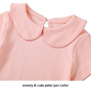 ROMPERINBOX Baby Girl Onsies 0-3 Months 3-6 6-9 9-12 12-18 18-24 Months Girls Boys Peter Pan Short Sleeve Bodysuit(Pink,3-6 Months)