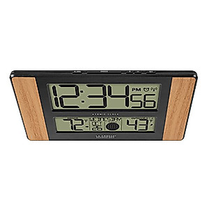 La Crosse Technology Atomic Digital Clock with Outdoor Temperature, Wood Oak, 0