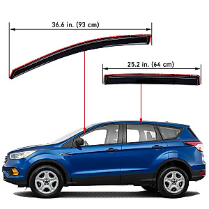Lightronic WV194383 in-Channel Side Window Visor Deflector Rain Guard, Dark Smoke, 4-Pieces Set, Fits 2013-2019 Ford Escape
