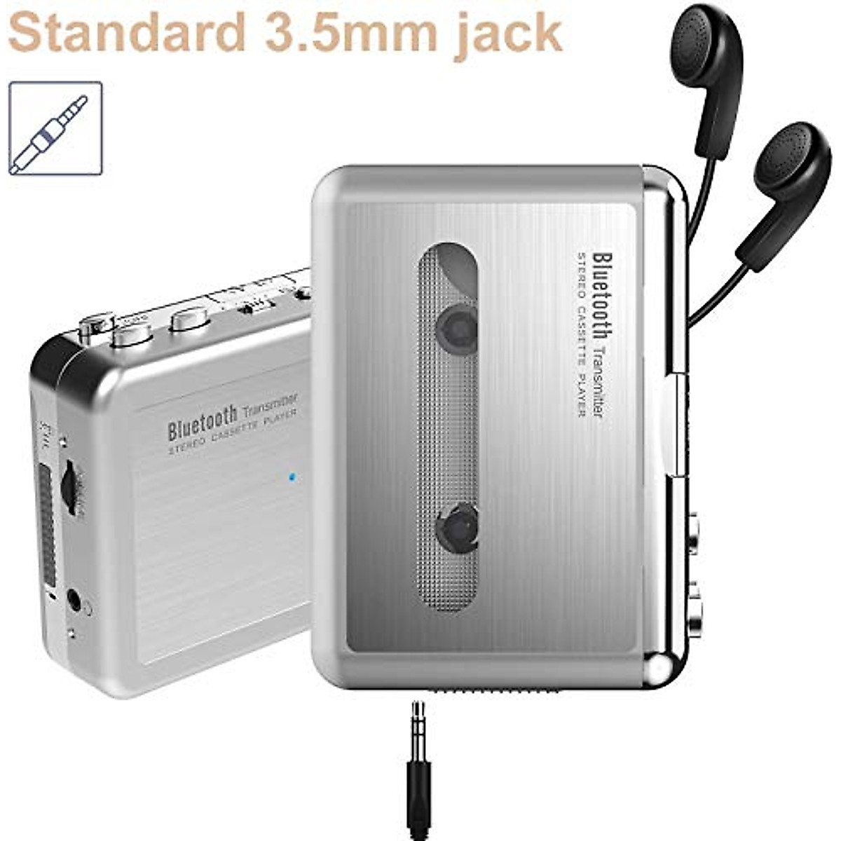 DIGITNOW! Bluetooth Walkman Cassette Player Bluetooth Transfer Personal Cassette, 3.5mm Headphone Jack and Earphones Included