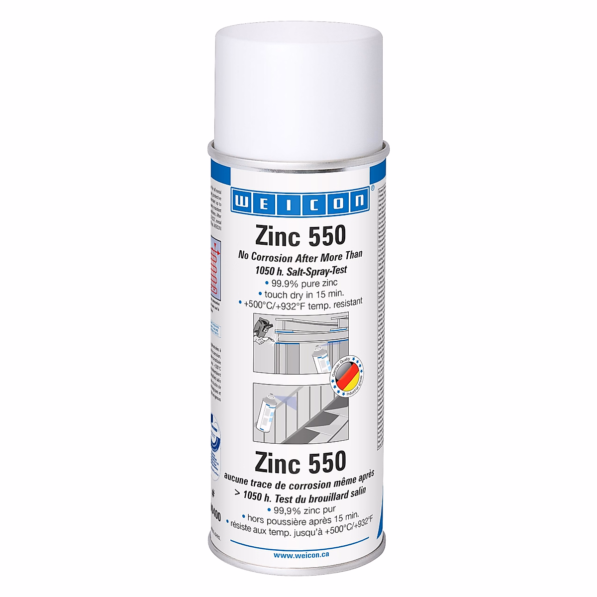WEICON Zinc 550 |13.5oz / 400ml | Fast drying primer for metal | Corrosion Protection | Heat, UV, Rust and weather resistant | Industrial Grade | Food grade | Matt grey/anthracite