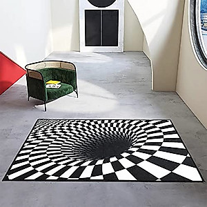 3D Area Rug Floor Mat,3D Carpet Bottomless Hole Optical Illusion Area Rug,Anti-Skid Non-Woven Black White Doormat for Living Dinning Room Bedroom Kitchen (A, 23.6X35.4 inch)…
