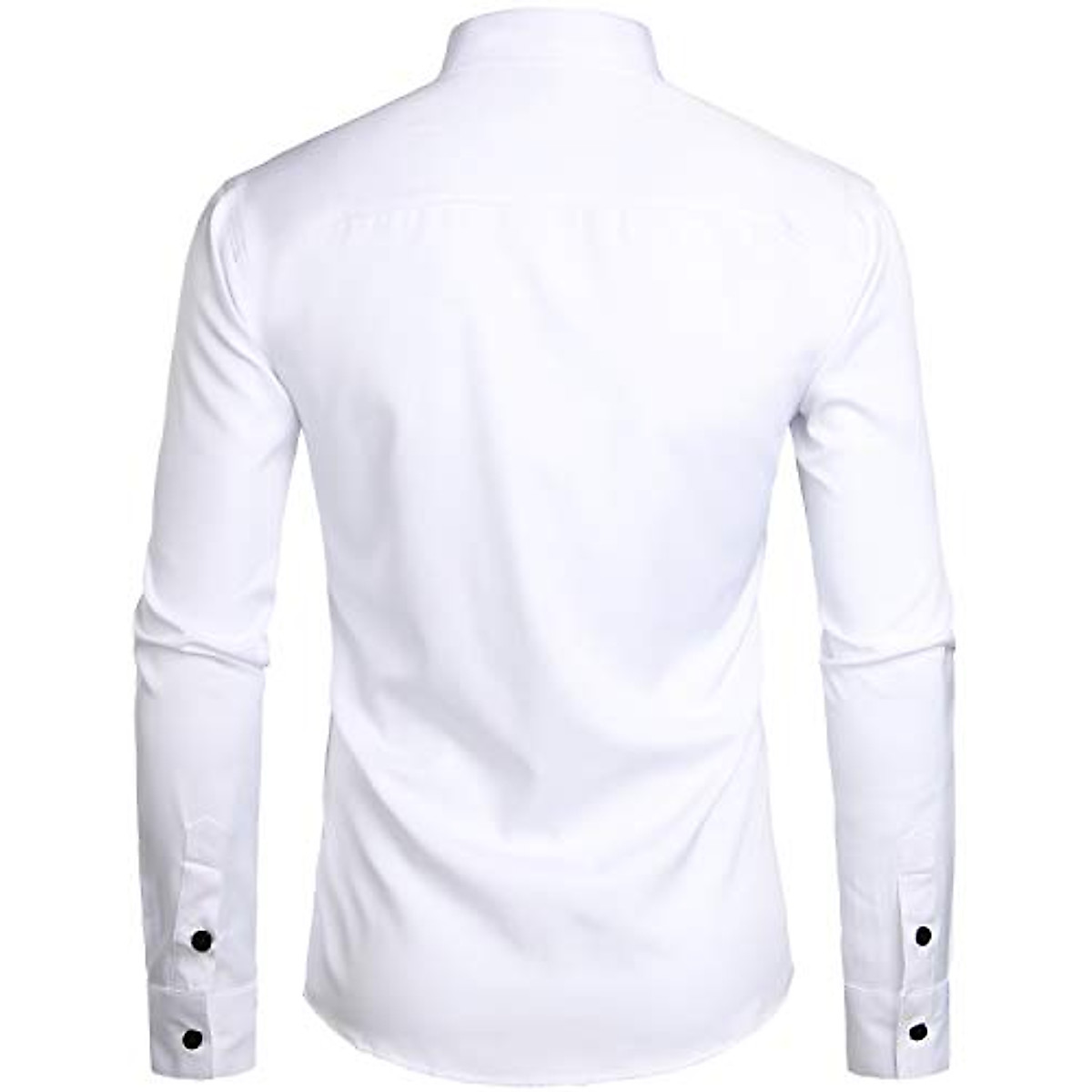 ZEROYAA Mens Hipster Solid Slim Fit Long Sleeve Mandarin Collar Dress Shirts ZLCL08 White Black Medium