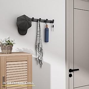Coat Hook Wall Rack Hanger - Black Coat Rack with 5 Hooks Wall Hooks for Hanging Hat Key Bag Towel Wall Mount Coat Rack