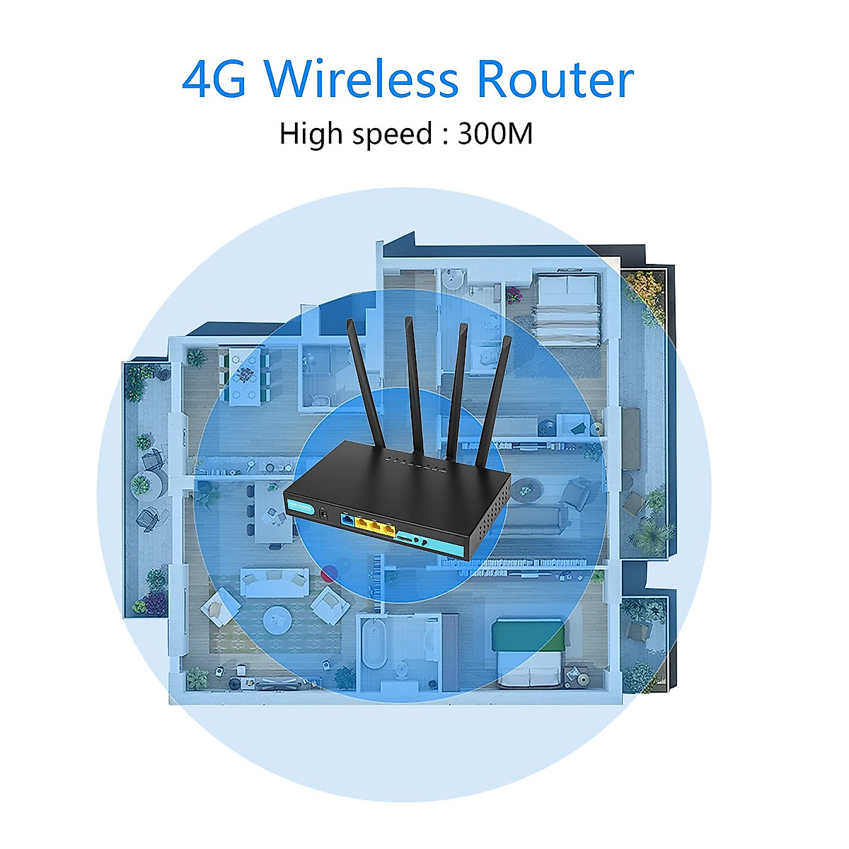 KuWFi 4G LTE Router with SIM Card Slot, Unlocked 4G WiFi Router with External Antennas, Industrial Wireless CPE Internet Routers for Home/Office, Work with AT&T and T-Mobile