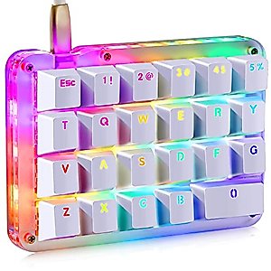 Koolertron One Handed Macro Mechanical Keyboard, Portable Mini One-Handed Mechanical Gaming Keypad 23 Fully Programmable Keys (RGB Backlit/Blue switches)