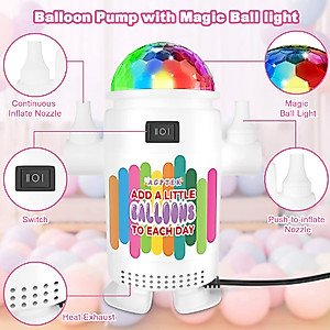 Air Balloon Pump, AGPTEK Electric Blower Pump with Dual Nozzles, Portable Balloon Blower Pump for Inflation with LED Magical Ball Light for Decoration and Party