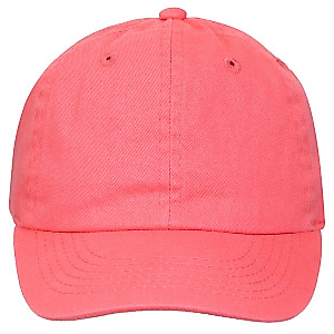 Falari Kids Boy Girl Baseball Cap Hat Washed Low Profile 100% Cotton Soft Lightweight Adjustable Size (2-5 Years, Coral)