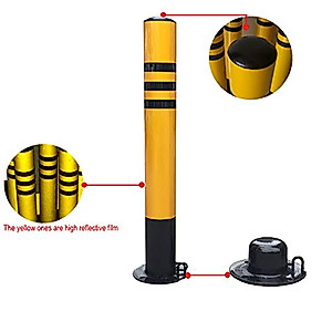 CAIMIAO Galvanized Steel Pipe Car Parking Space Lock,Anti-Rust/Black Yellow/76×500MM