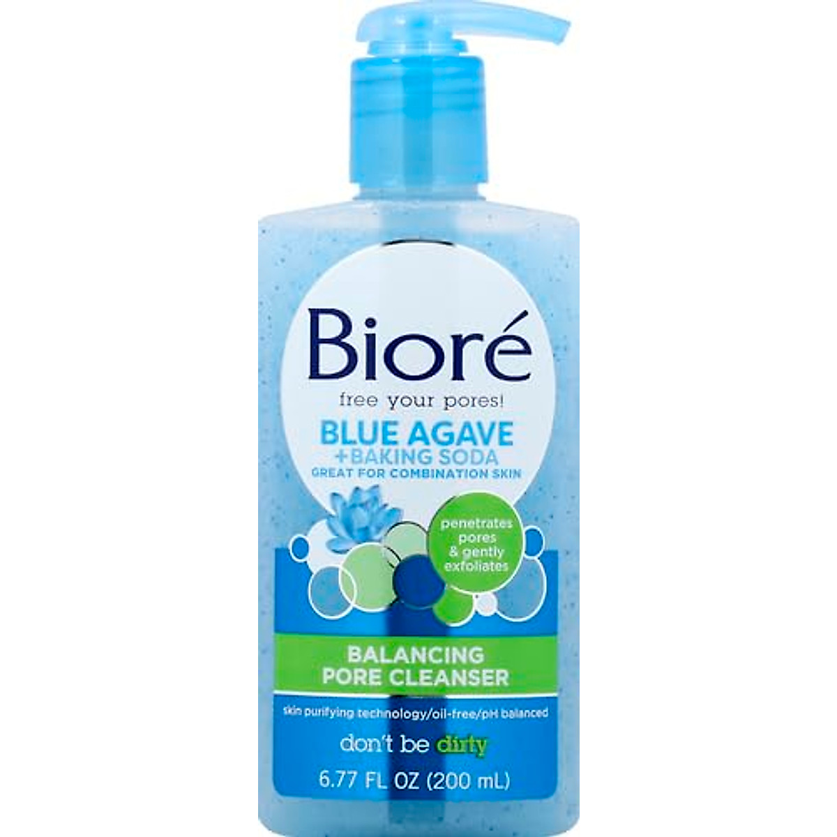 Bioré Daily Blue Agave + Baking Soda Balancing Pore Cleanser, Liquid Cleanser for Combination Skin, to Penetrate Pores & Gently Exfoliate Skin, 6.77 Ounce