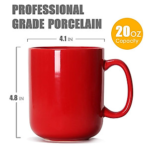 Smilatte 20 OZ Large Coffee Mug, M016 Plain Ceramic Boss Big Tea Cup with Handle for Dad Men, Red