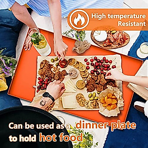 JOOKKI 17"22"28"36"Griddle Silicone Mat - Cover for Blackstone Pro Heavy Duty Food Grade Silicone Mat Protect Outdoor Griddle Mat Blackstone Mats for Grill Top（28"Orange)