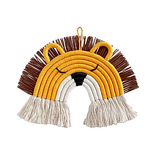 ZOONAI Deer Lion Wall Décor Handmade Weaving Ornament Modern Home Decoration Accessories Hanging Pendant for Party Baby Shower Bedroom Nursery Baby Kids Rooms (Lion)