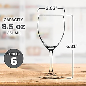DISCOUNT PROMOS ARC Nuance Wine Glasses 8.5 oz Set of 6, Bulk Pack - Restaurant Glassware, Perfect for Red Wine, White Wine, Cocktails and More - Clear