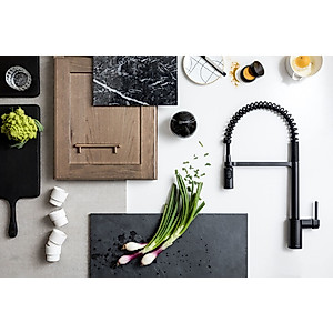 Moen Align Matte Black Motionsense Wave Sensor Touchless One-Handle High Arc Spring Pre-Rinse Pulldown Kitchen Faucet with Sprayer, Kitchen Sink Faucet for Bar, Farmhouse, Commercial, 5923EWBL