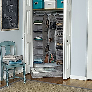 Household Essentials 66412 6 Shelf Hanging Closet Organizer, Grey Linen
