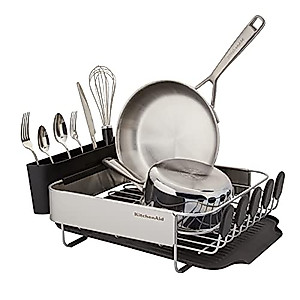 KitchenAid Compact Stainless Steel Dish Rack, 16.06-Inch, Black