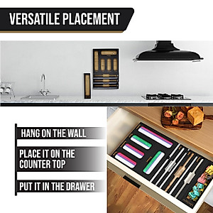 Culincraft Bamboo Storage Bag Organizer kitchen drawer | Holder for Gallon, sandwich and snack bags, aluminium foil holder with Plastic Wrap Storage Organizer