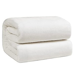 Comaza Fleece Blanket King Size White Throw Blanket - Lightweight Plush Soft & Cozy Bed Blanket Microfiber Flannel Fuzzy Blanket for Couch and Sofa (108x90 inches)