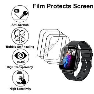 smaate Soft Screen Protector Compatible with 1.69” or 1.7” smartwatch Iaret I18, Tensky 208BT, ANDFZ T42, Geelyda Y20 Pro, Smaiit Y22, WZWNEER Y20GT, and AZTTKIA QS08, 4-pack, Bubble Self-healing