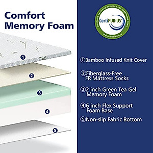 VANCIKI 8 Inch Twin XL Mattress, Cool Gel Memory Foam Mattresses with Bamboo Pattern Cover Breathable Pressure Relieve Bed Mattress in a Box, CertiPUR-US Certified, Made in USA