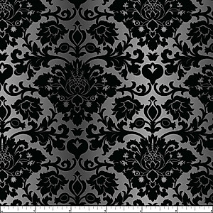 Kanvas by Benartex Flower Festival 2 Damask Black, Fabric by The Yard