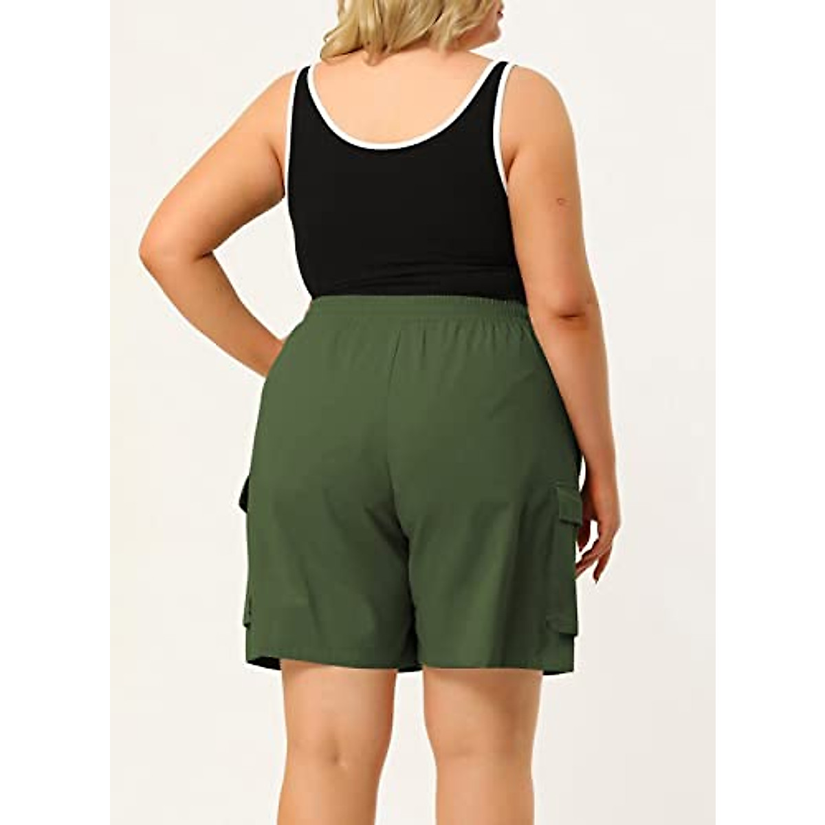 Eytino Womens Plus Size Summer Cargo Shorts Stretch Walking Shorts Lightweight Running Golf Shorts with 4 Pockets,2X Green